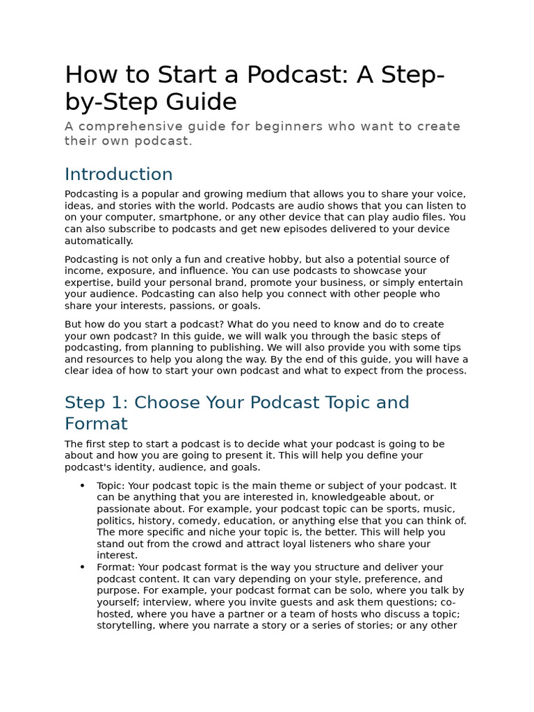 How To Start A Podcast | PDF