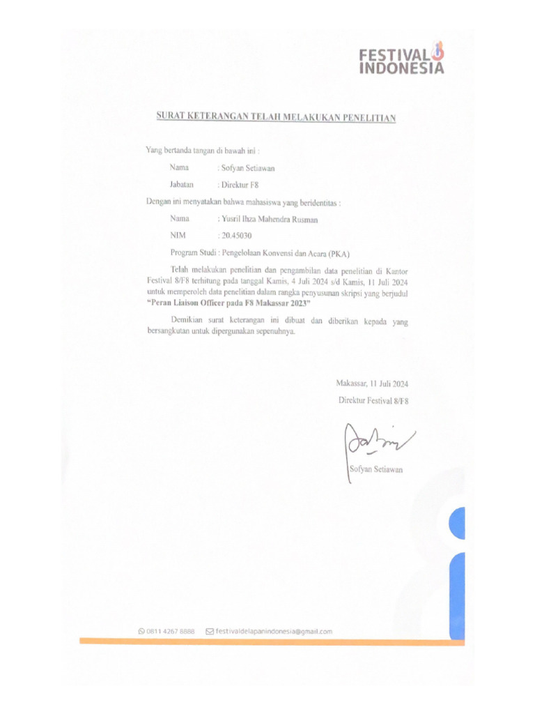 Surat Keterangan Setelah Meneliti | PDF