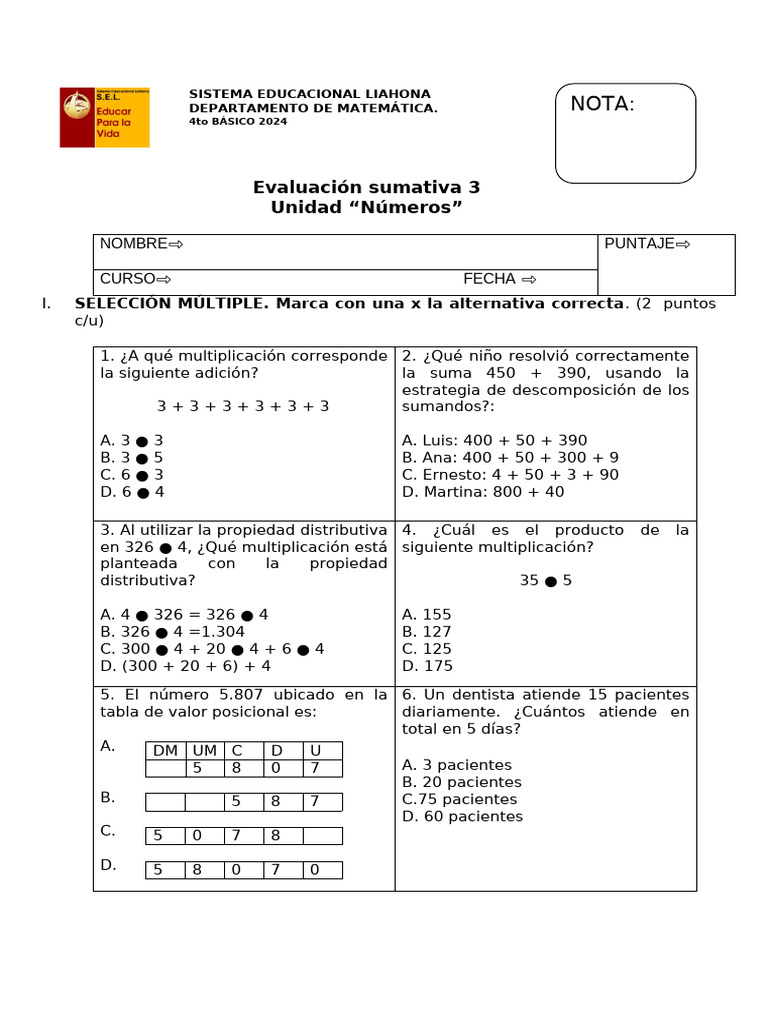 Eval 3 MTM 4to 2024 | PDF