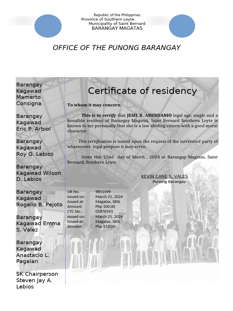 Certificate of Residency | PDF