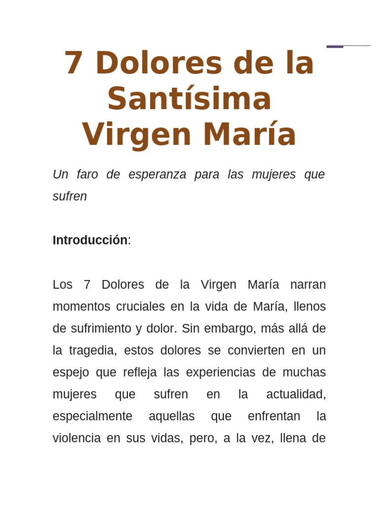 7 Dolores De La Santísima Virgen María Pdf