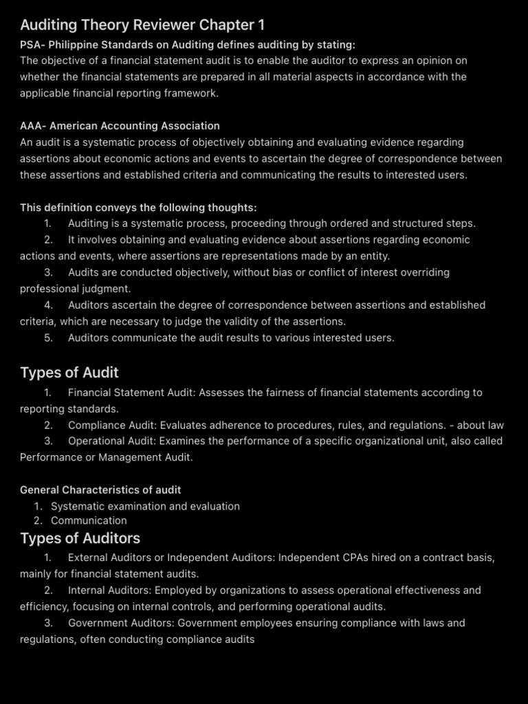 Auditing Theory Reviewer Chapter 1 | PDF