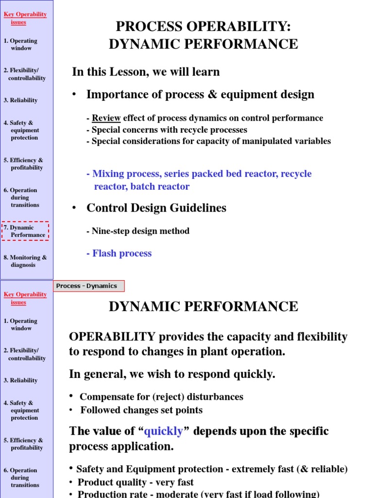 Process Operability: Dynamic Performance: in This Lesson, We Will Learn | PDF | Reliability ...