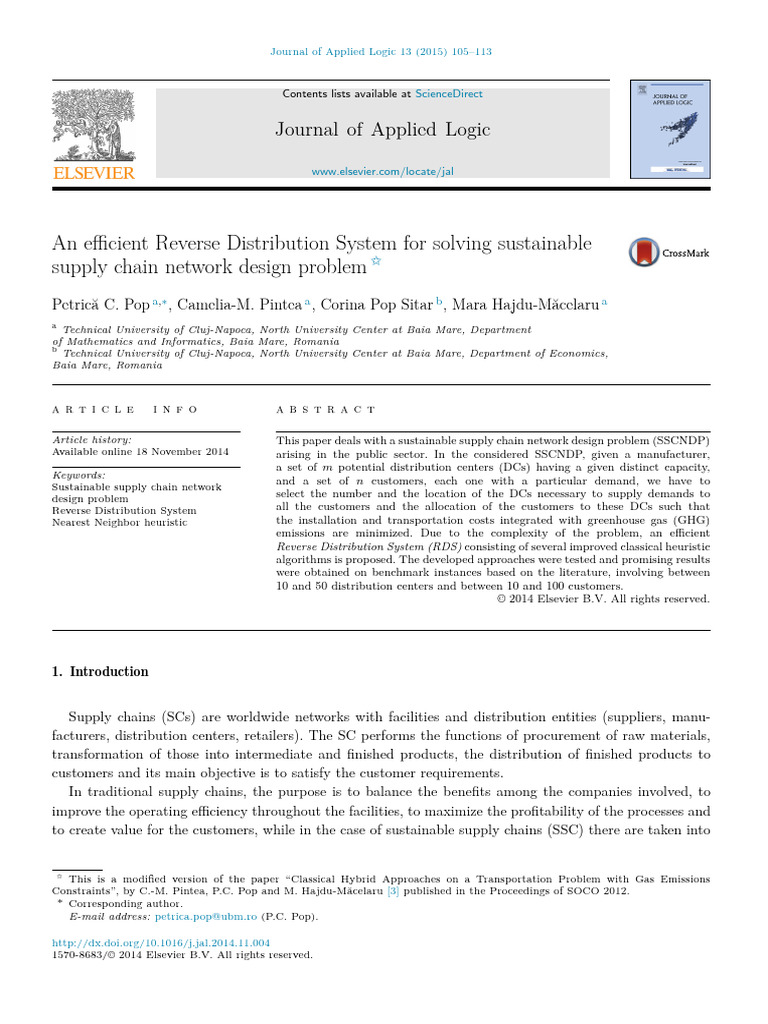 An Efficient Reverse Distribution System For Solving Sustainable | PDF