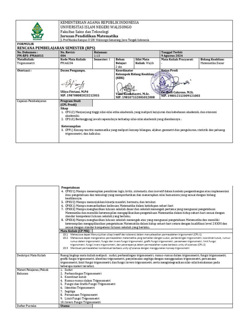 RPS Trigonometri 2024-2025 | PDF