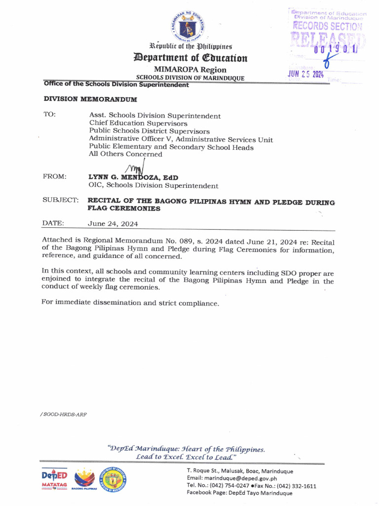 4448-Recital of The Bagong Pilipinas Hymn and Pledge During Flag Cere | PDF