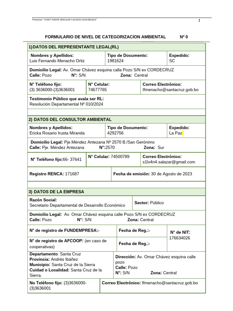 Formulario Categorizacion Final | PDF