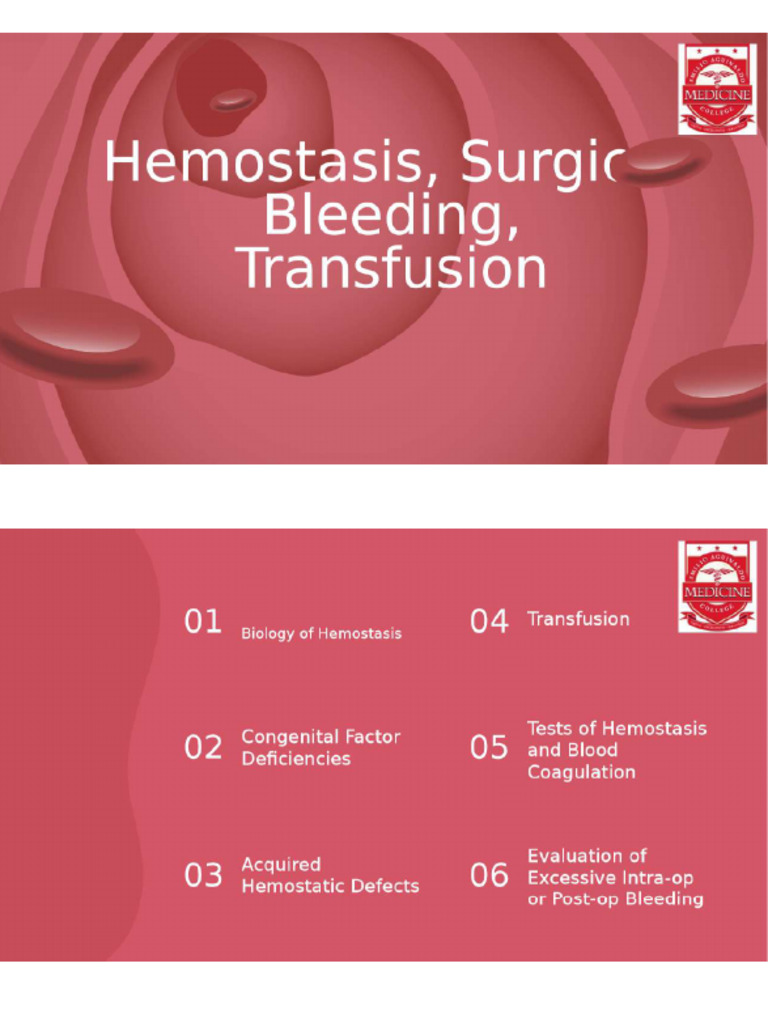 002 - Hemostasis, Surgical Bleeding, Transfusion - SURGERY 1 (DM 2-2 ...