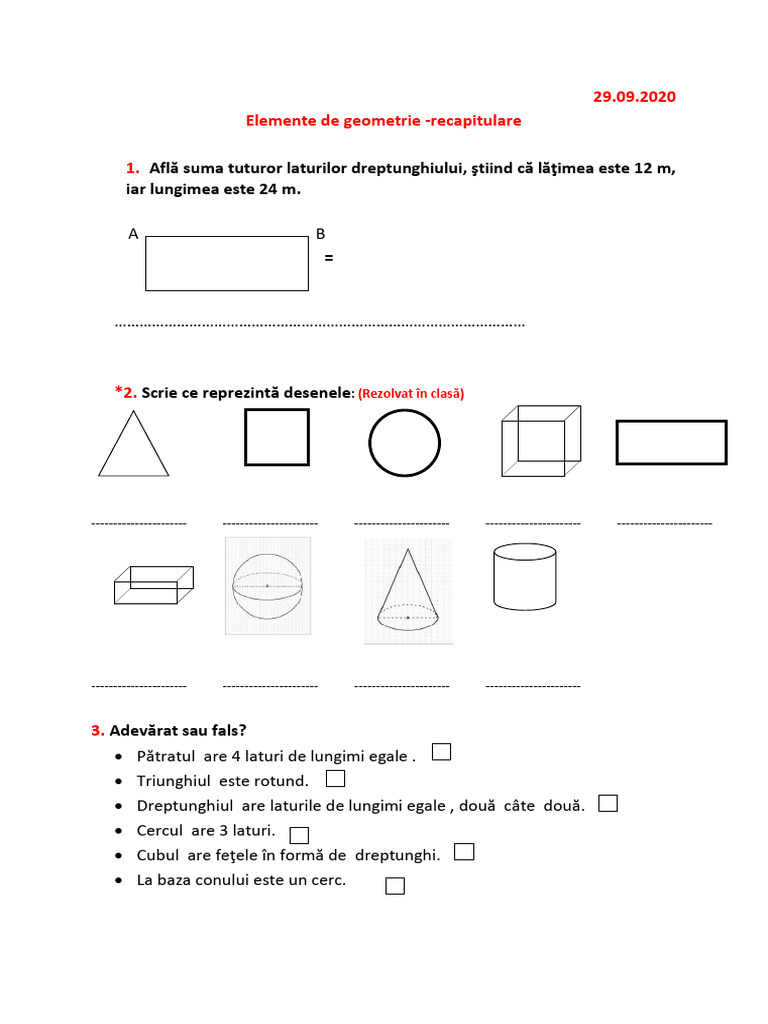 Recapitulare Elemente de Geometrie | PDF