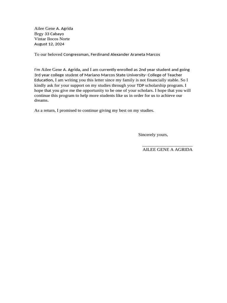 Application Letter Tdp Pdf