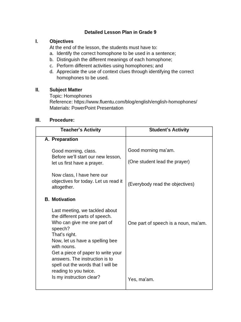 Lesson-Plan Homophones | PDF