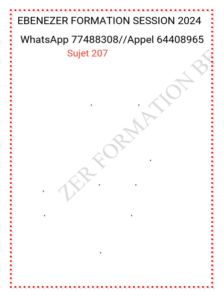 Ebenezer Formation Sujet 207 | PDF