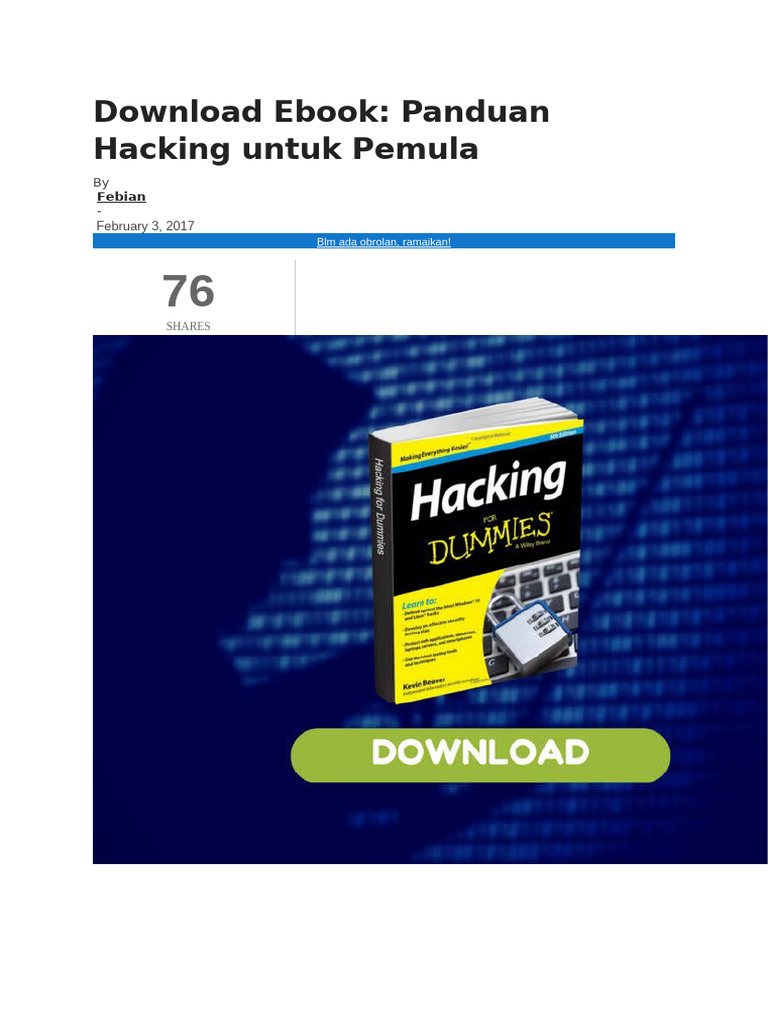 Ebook Panduan Hacking Untuk Pemula | PDF