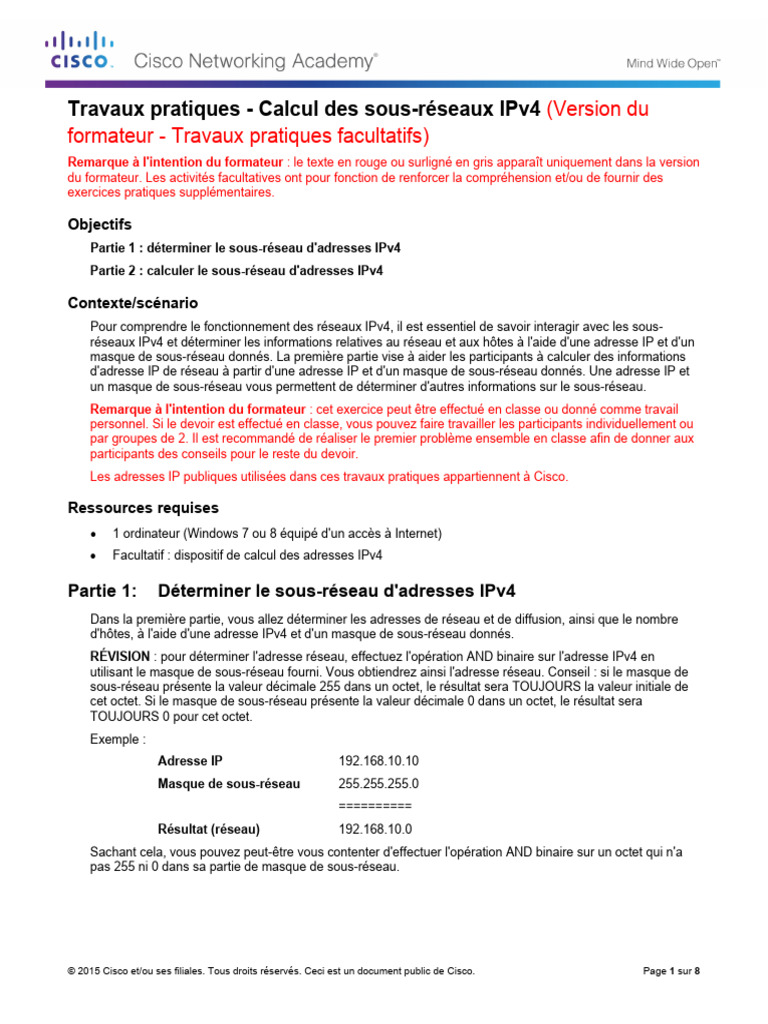 8.1.4.6 Lab - Calculating IPv4 Subnets - ILM | PDF