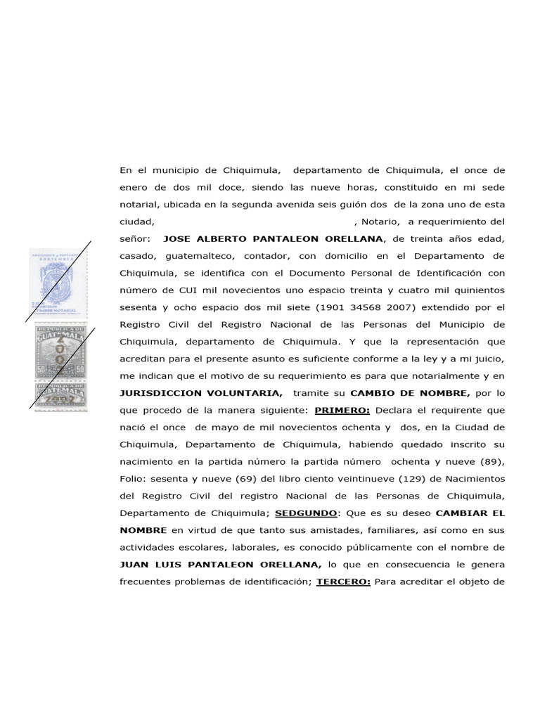 Cambio de Nombre Notarial | PDF