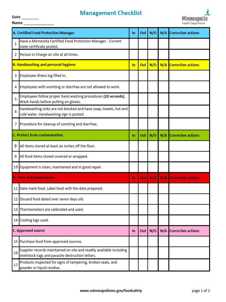 English---Management-checklist-2020-v2 | PDF