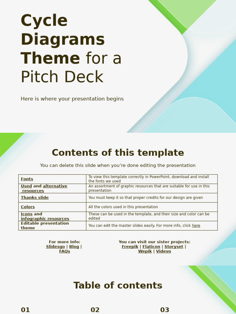 Cycle Diagrams Theme For A Pitch Deck by Slidesgo | PDF