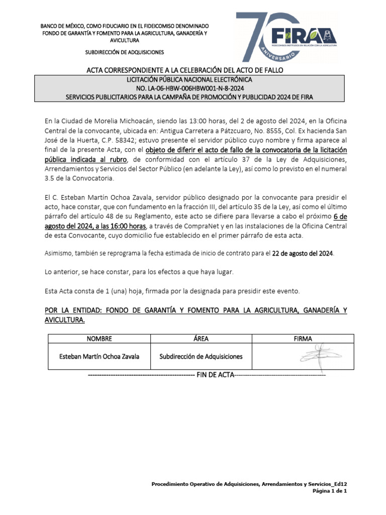 2da ACTA DE DIFERIMIENTO DE FALLO | PDF