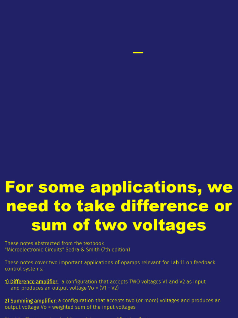 PH221 11 Part3 Differencve Summing Offset Amplifiers | PDF PH221 11 Part3 Differencve Summing Offset Amplifiers | PDF