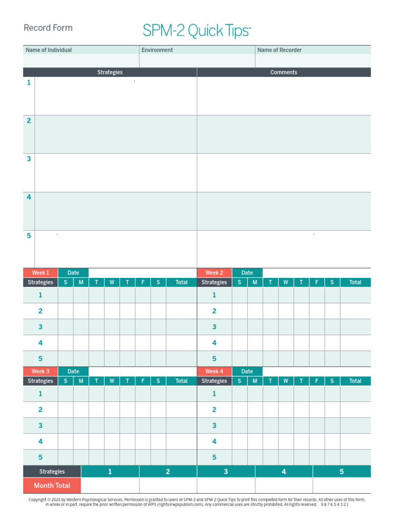 spm-2 Quick Tips Record Form Sample | PDF