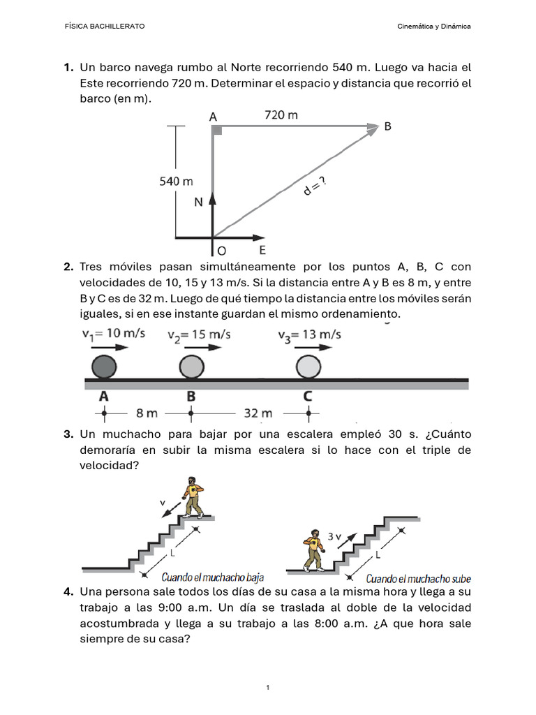 Ejercicios de Cinematica y Dinamica 3ro Bgu Fisica | PDF