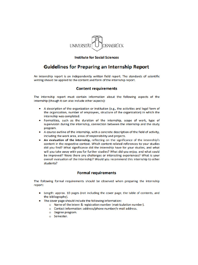 Guideline For Writing Your Internship Report | PDF