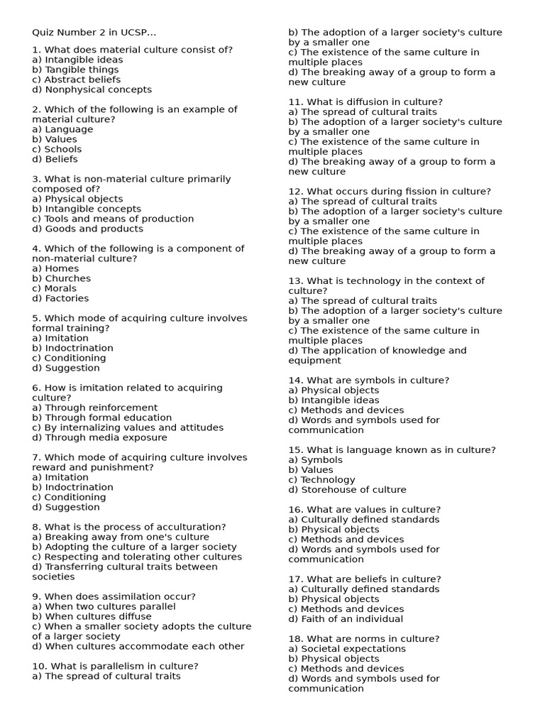 Quiz Number 2 in UCSP | PDF