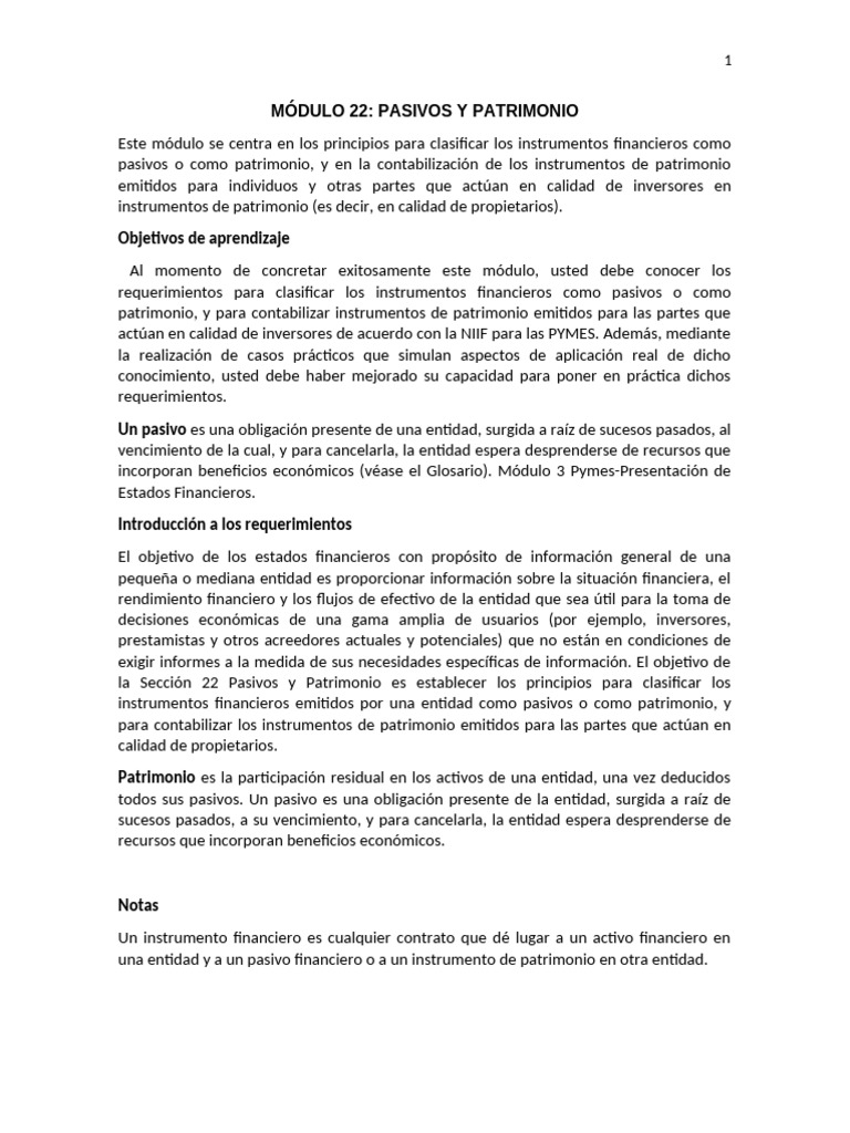 MÓDULO 22 PASIVOS Y PATRIMONIO | PDF