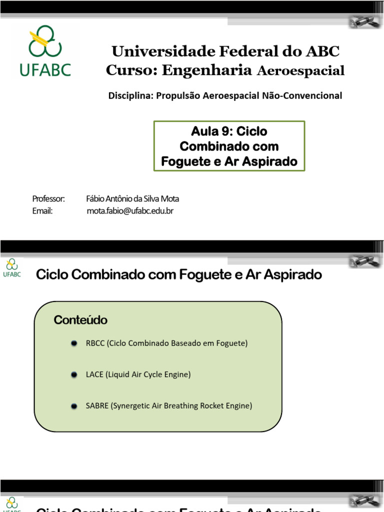 Aula 9 Ciclo Combinado Com Foguete e Ar Aspirado - RBCC LACE SABRE | PDF