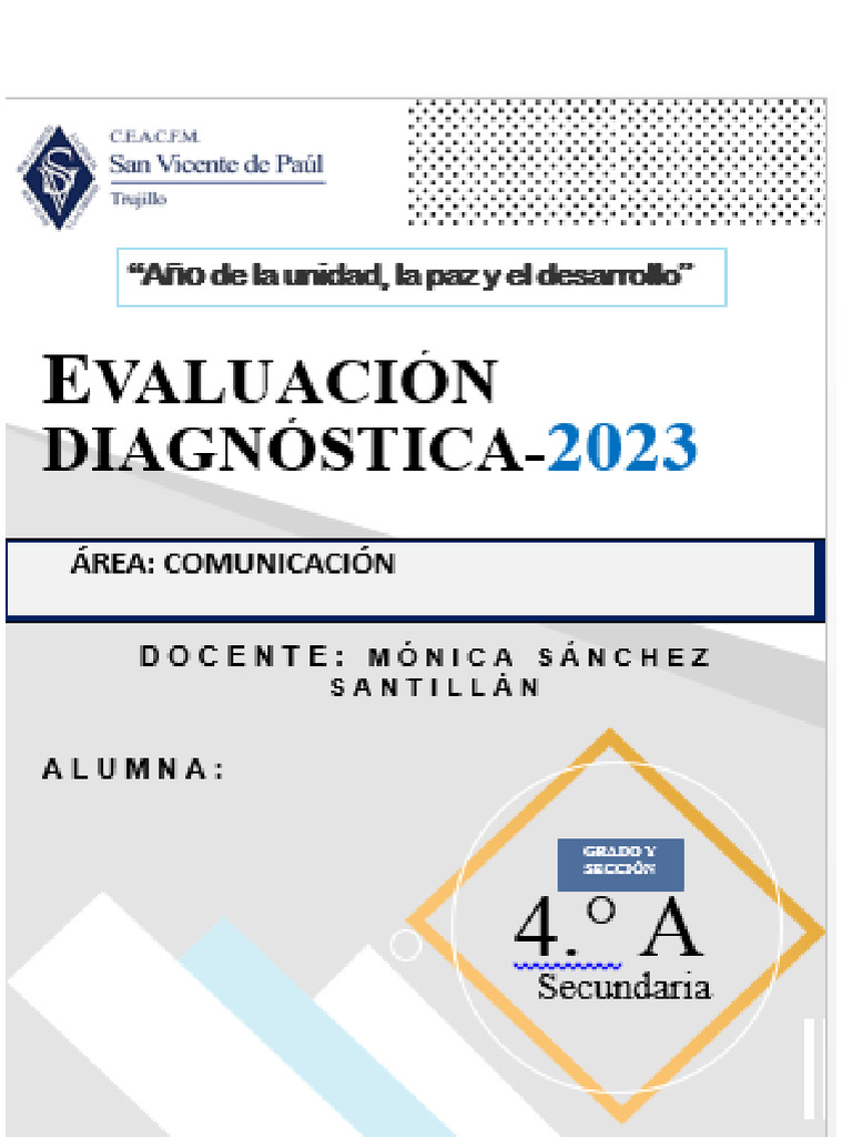 Prueba Diagnostica de Lectura 4. San Vicente | PDF