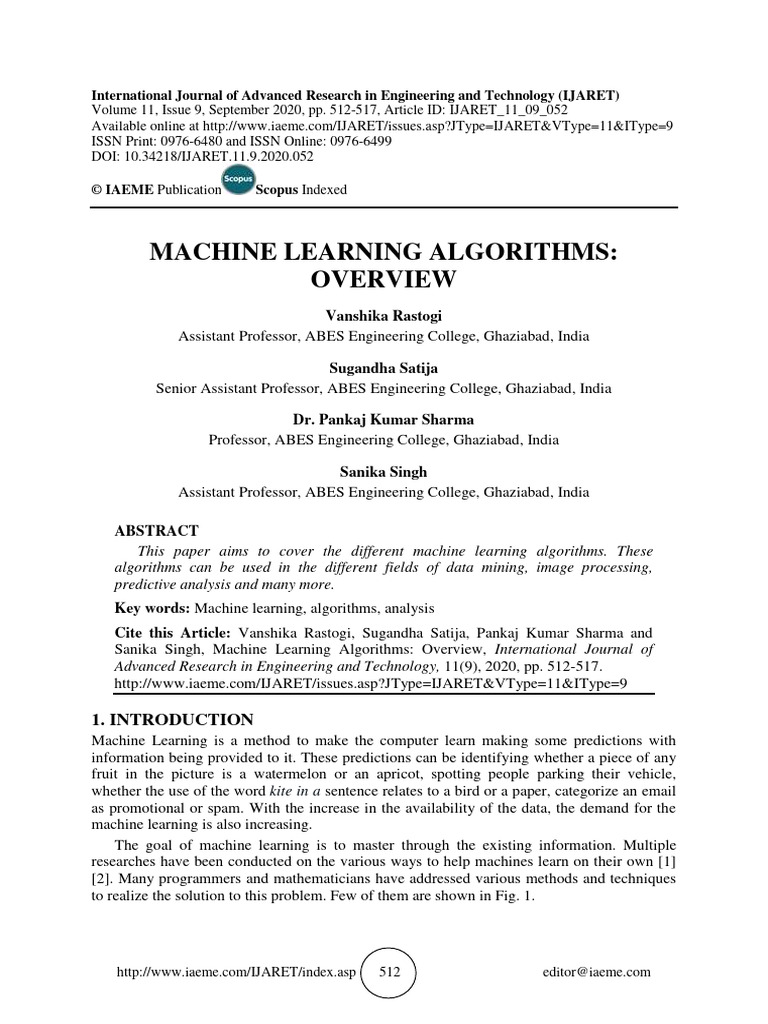 MACHINE_LEARNING_ALGORITHMS_OVERVIEW | PDF MACHINE_LEARNING_ALGORITHMS_OVERVIEW | PDF