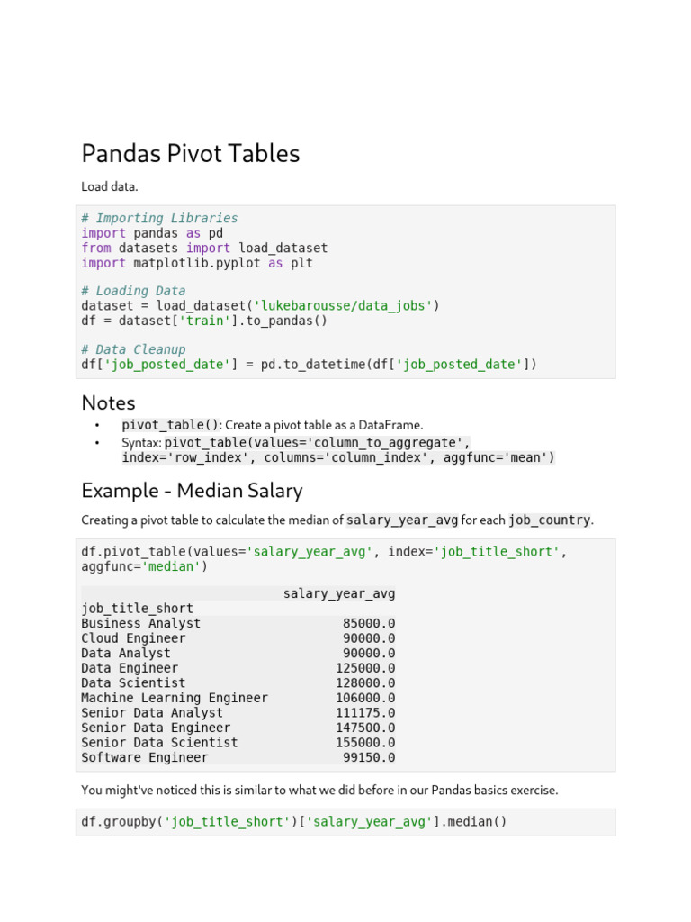 04 Pandas Pivot Tables | PDF