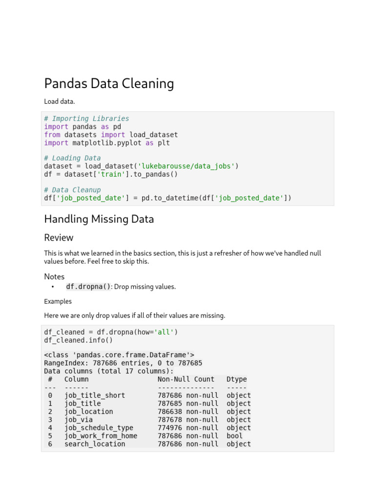 02 Pandas Data Cleaning | PDF