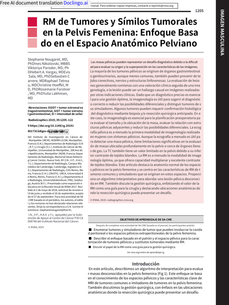 Tumores en La Pelvis Femenina (2) (1) - Esb - Doclingo - Ai | PDF