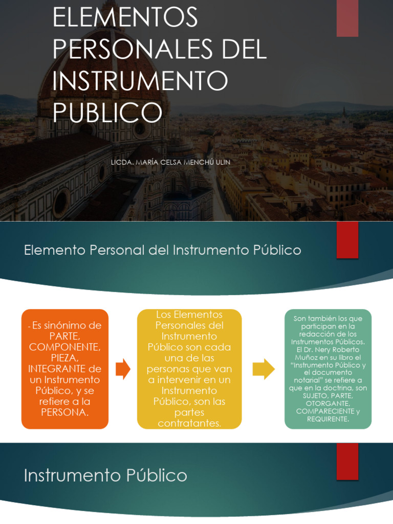 1er Diapositiva Elementos Personales Del Instrumento Publico | PDF