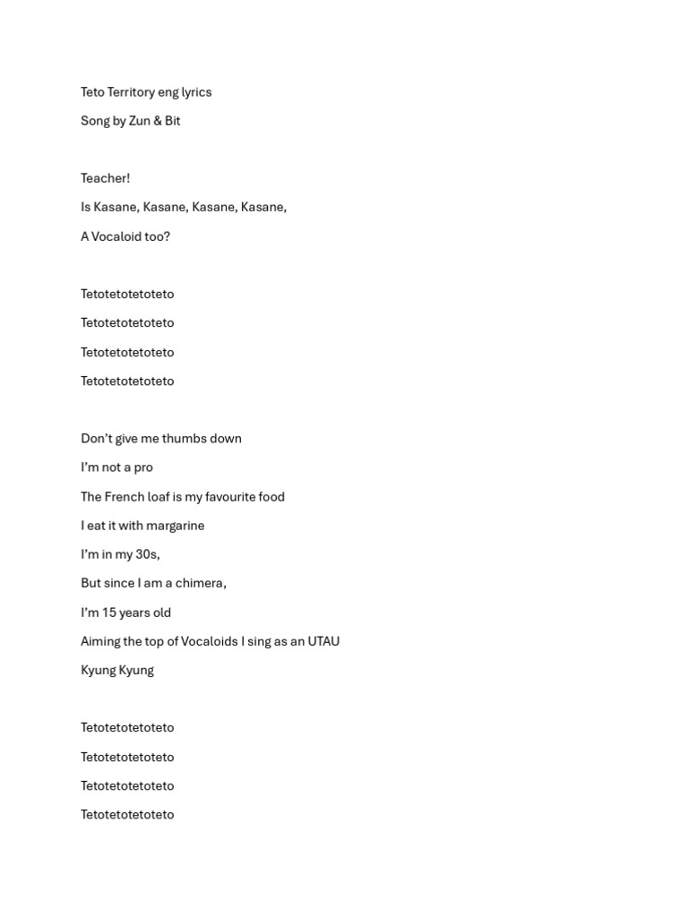 Teto Territory Eng Lyrics | PDF | Art | Poetry