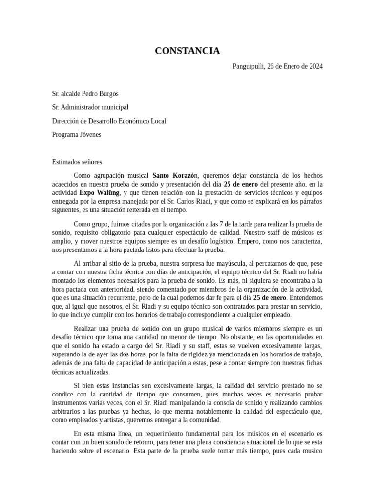 Carta de Constancia | PDF