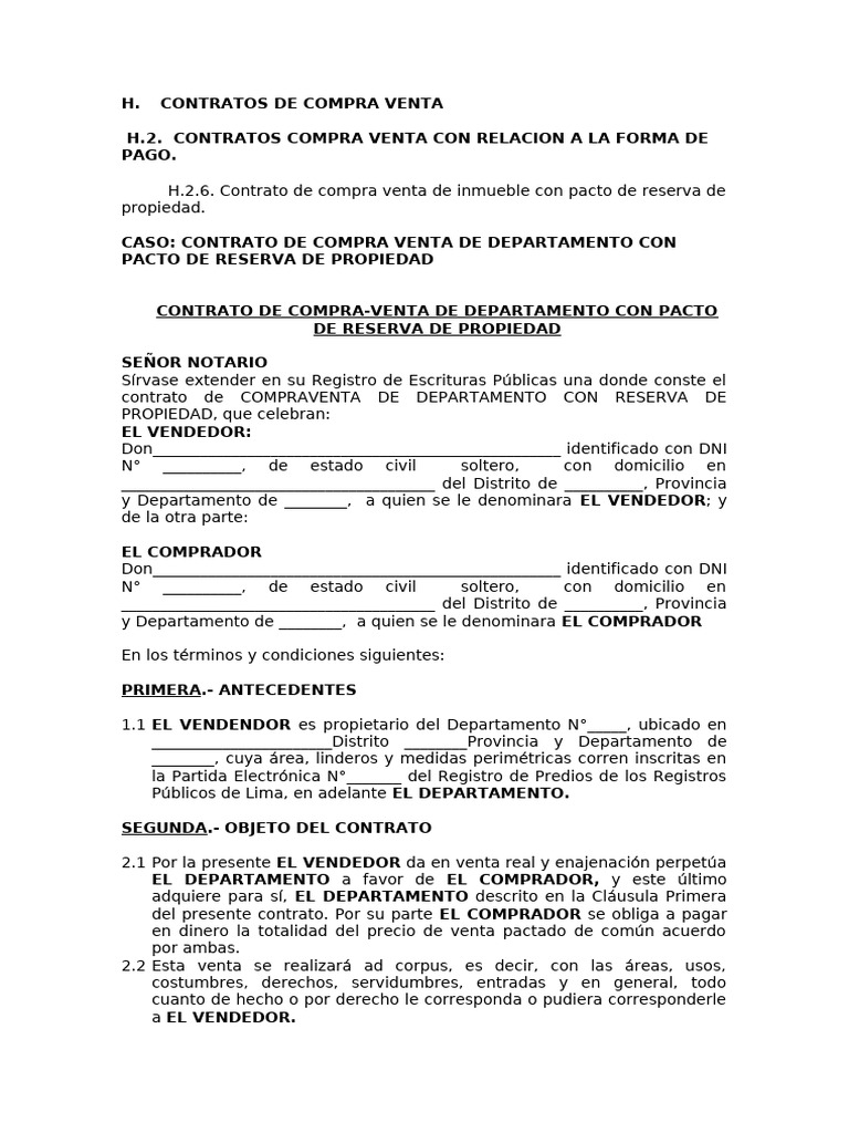 Contratodecompraventadedepartamentoconpactodereservadepropiedad 220905 ...