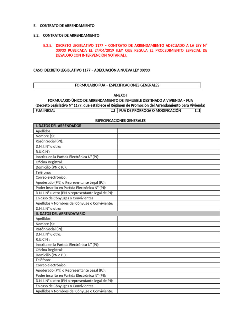 Contratodearrendamientodecretolegislativo1177adecuacinanuevaley30933 ...