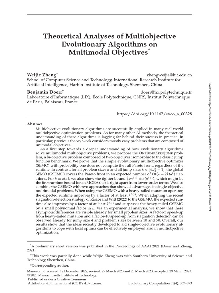 Theoretical Analyses Of Multiobjective Evolutionar Pdf