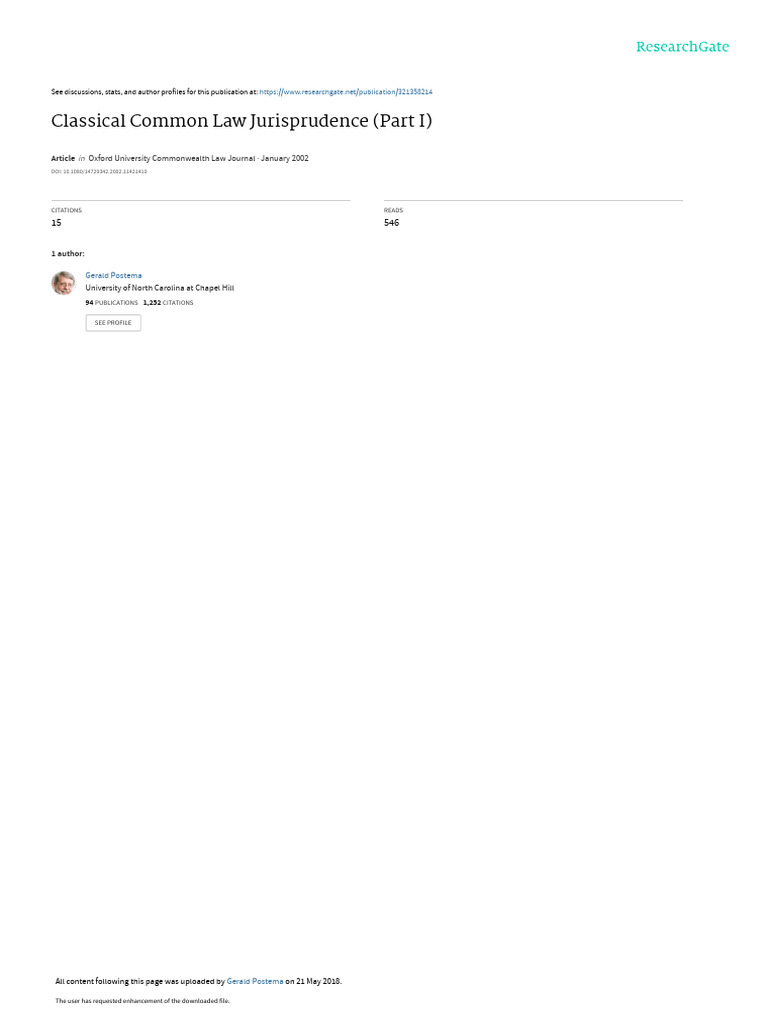 Classical Common Law JC I | PDF | Common Law | Social Science