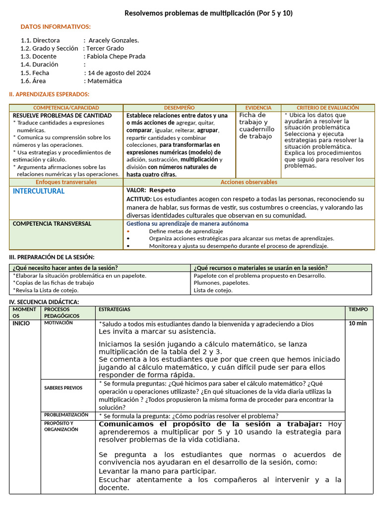 Resolvemos Problemas de Multiplicacion | PDF | Aprendizaje | Multiplicación