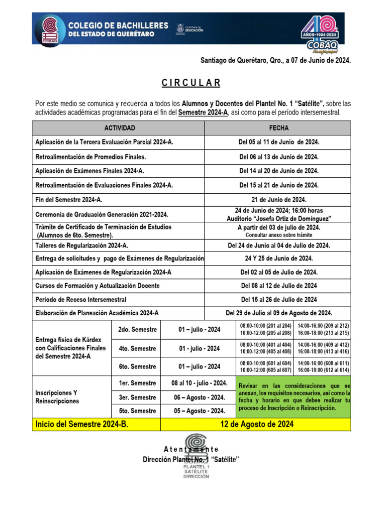 Circular Actividades Finales 2024 a 07 Junio 2024 Alumnos 1 | PDF