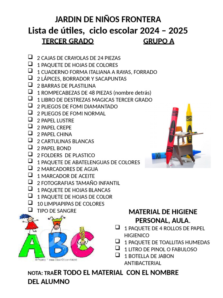 Utiles Escolares 3a 2024 | PDF