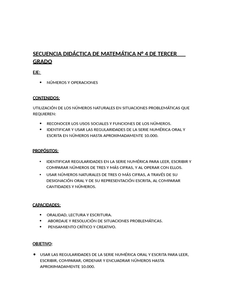 Secuencia de Matematica N°4 | PDF