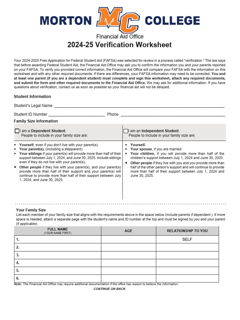24-25-Verification-Worksheet | PDF