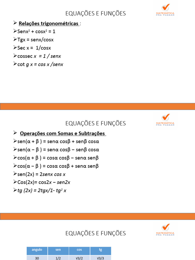 Funcoes e Equacoes Trigonometricas Parte 3 22112015 163751 | PDF