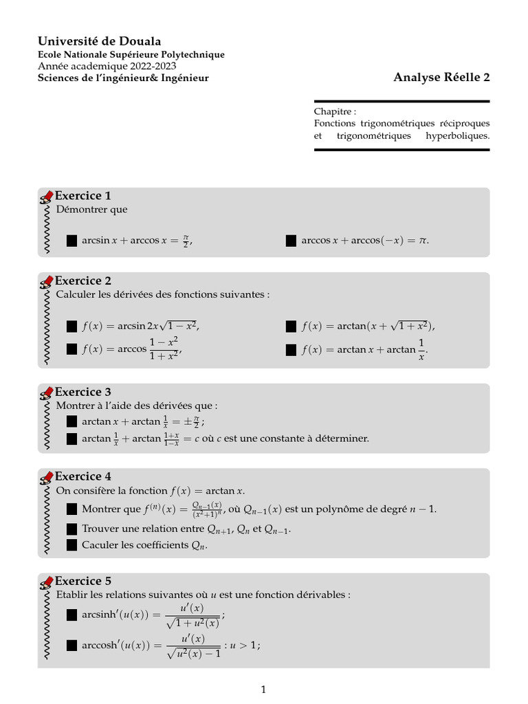 Feuille 1 Fonction Trigo Inv | PDF