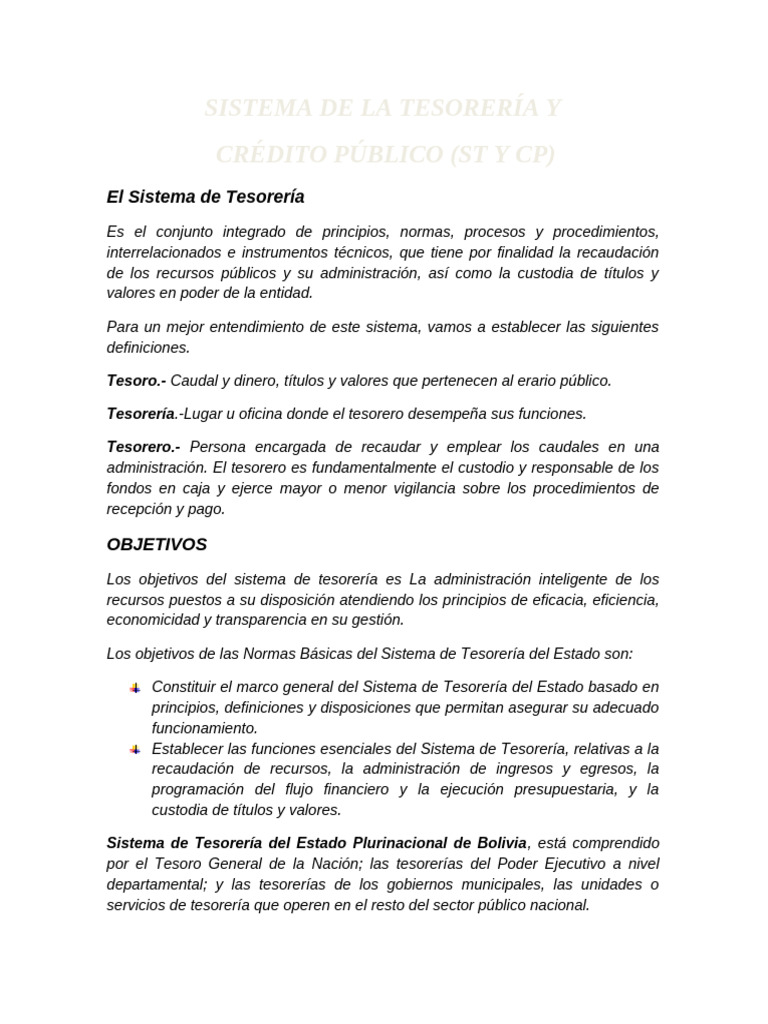 SISTEMA DE TESORERIA Informe | PDF