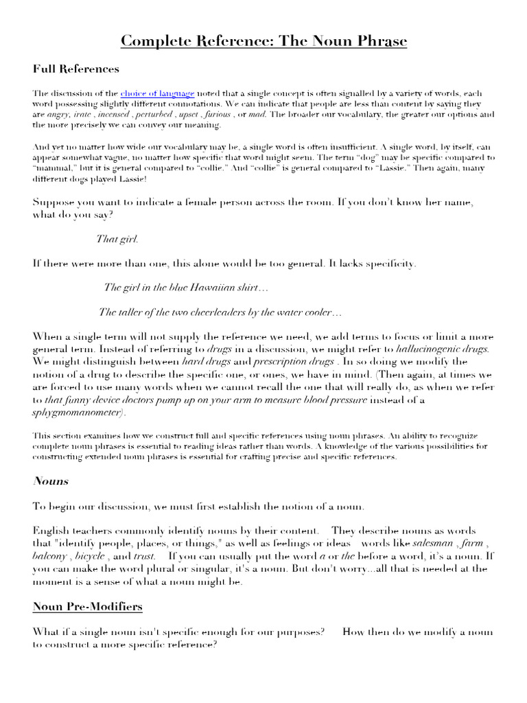 Unit 2 - Complete Reference - Noun Phrase | PDF